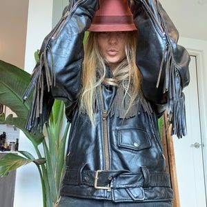 Spell | Jackets & Coats | Vintage Leather Fringe Jacket Belt Buckle ...